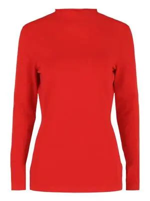 FERRAGAMO Stretch Jersey Mock Neck Top - Red