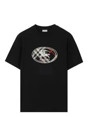 Burberry Knight Stamp Check T-shirt - Black