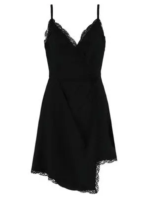 Alexander McQueen Asymmetric Lace-trim Mini Dress - Black