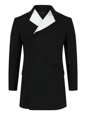 FERRAGAMO Silk Trimmed Double-breasted Blazer - Black