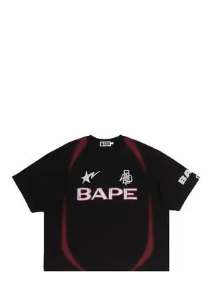 A BATHING APE Heavy Wash Hand Draw Multi Logo Relaxed Fit Tee - Black