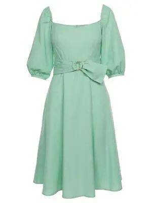 NORIA ANIS Miquela Puff Sleeve Midi Dress - Green