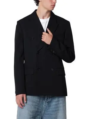 Balenciaga Double-breasted Tailored Wool Twill Jacket - Black
