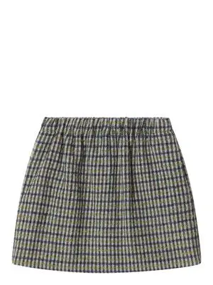 DOUUOD Douuod Wool Blend Checked Skirt Beige