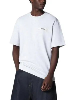 Jacquemus T-shirt With Grosgrain Logo - Grey