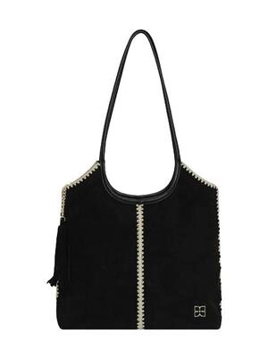 BELLE & BLOOM Suede Shopper With Whipstitch Detailing And Detachable Pouch - Black
