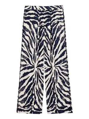 CARTOLINA Mia Wide-leg Printed Linen-viscose Trousers - Painted Zebra