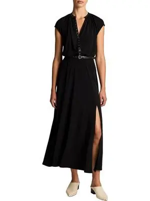Vince Studded Matte Jersey Cap-sleeve Midi Dress - Black