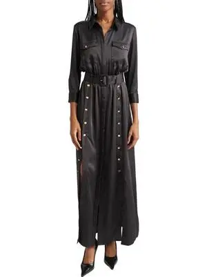 L'Agence Uriah Belted Maxi Shirtdress - Black