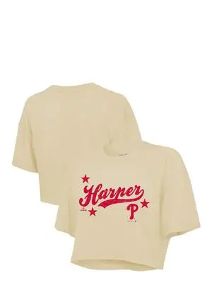 MAJESTIC THREADS Bryce Harper Philadelphia Phillies Boxy Crop Top - Cream