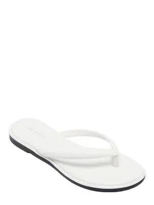 THERAPY AUSTRALIA Open Round Toe Thong Slide Sandal - White Smooth Pu