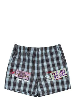 ACID CAT Acid Cat Plaid Boxer Shorts With Graphic Appliques