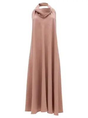 BIANCA POPP High Neck Halterneck Maxi Dress In Rayon Blend - Pink