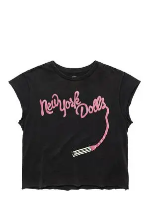 OTHER UK New York Dolls Lipstick Raw Edge T-shirt - Black
