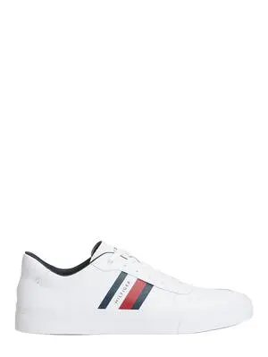 Tommy Hilfiger Signature Stripe Coated Leather Low Top Sneakers - White