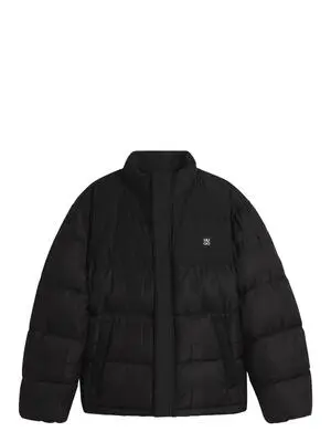 Hugo Water-repellent Puffer Jacket With Jacquard Check Pattern - Black