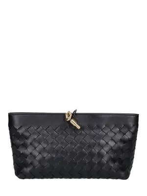 Bottega Veneta Pouch Andiamo In Lambskin With Knot Closure - Black