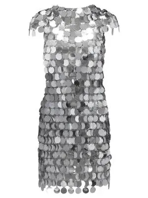 Rabanne Mini Sequins Dress - Silver