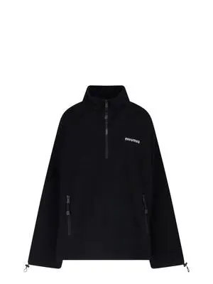 Miu Miu Fleece Logo Half-zip Sweatshirt - Black