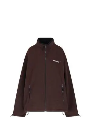 Miu Miu Fleece Logo Half-zip Sweatshirt - Brown