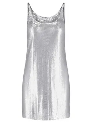 Rabanne Metallic Knit Mini Dress - Silver