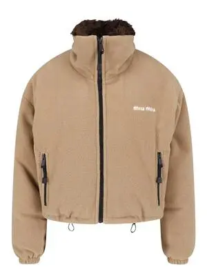 Miu Miu Fleece Logo Jacket - Brown