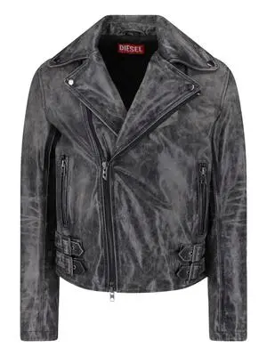 MAISON MARGIELA Diesel Leather Biker Jacket - Black