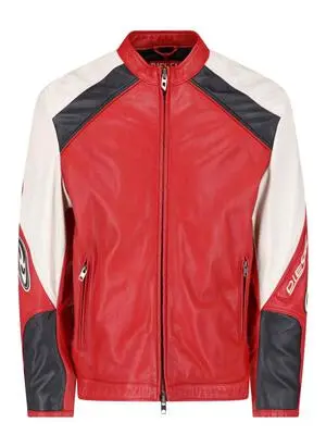 MAISON MARGIELA Diesel Leather Biker Jacket - Red