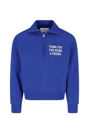 AMI Paris Miu Miu Cotton Zip Sweatshirt With High Collar And Logo - Blue