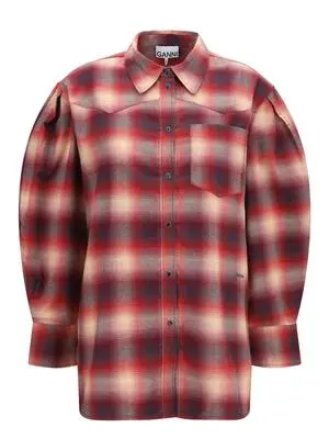 GANNI Cotton Flannel Check Shirt - Multicolour