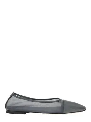 Dear Frances Gala Mesh Ballerinas With Leather Trim - Grey