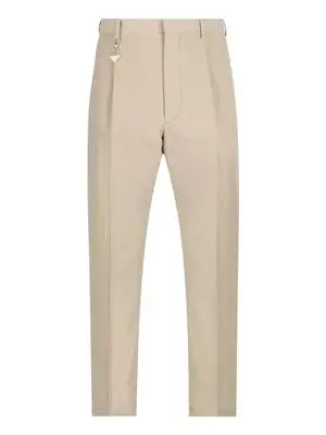Prada Pleated Pressed-crease Trousers With Waistband Loops - Neutrals