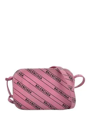 Balenciaga Logo Print Leather Crossbody Bag - Pink