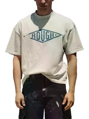 ROUGH. Rough Logo-print Drop-shoulder T-shirt - Grey