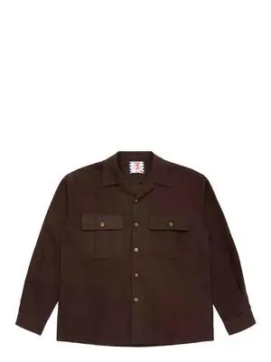 SON OF THE CHEESE Soft Flap-pocket Camp-collar Shirt - Brown