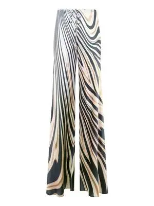 Roberto Cavalli Zebra Print Drawstring Flared Trousers - Brown