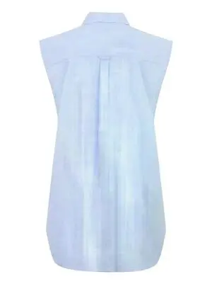 MOORER Striped Sleeveless Shirt - Blue