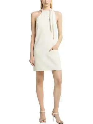 COURREGES Halterneck Mini Dress With Knotted Detail - Neutrals