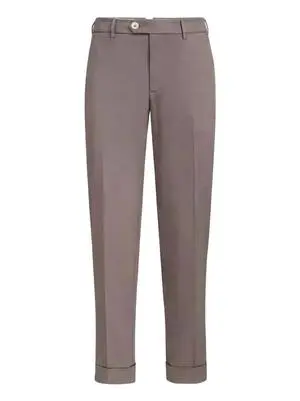 Brunello Cucinelli Cotton Trousers With Pressed Crease - Brown