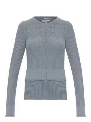 Chloé Ribbed-knit Wool Vest And Cardigan Set - Blue