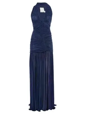 Christopher Esber Christopher Esber Orion Ruched V-Neck Maxi Dress Blue