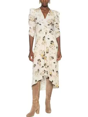 Isabel Marant Étoile Albini Floral-print Ruched Midi Dress - Neutrals