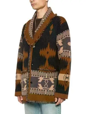 Alanui Jacquard-knit Fringed Cardigan - Grey