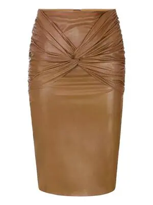 ELISABETTA FRANCHI Elisabetta Franchi Draped Faux Leather Midi Skirt
