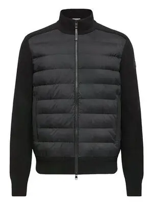 Moncler Quilted Leather-trim Cardigan - Black