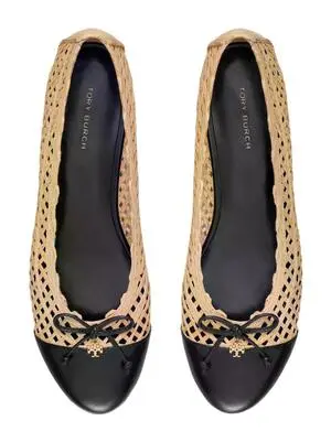 Tory Burch Cap-toe Woven Ballet Flats - Neutrals