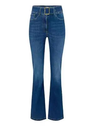 Elisabetta Franchi Boot-cut Jeans With Belt - Blue