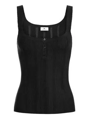 Elisabetta Franchi Knit Openwork Tank Top - Black