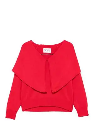 Tove Malia Draped Panel Sweater - Red