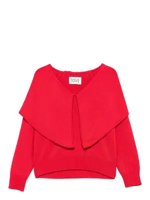 Tove Malia Draped Panel Sweater - Red